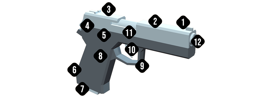 What are the different parts of a firearm?